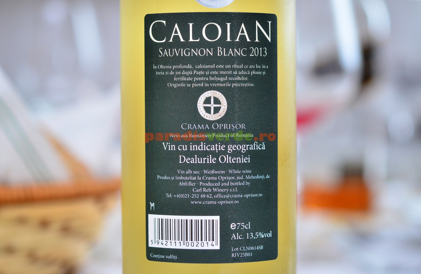 Caloian - Sauvignon blanc 2013 / Oprișor | Paradis Verde